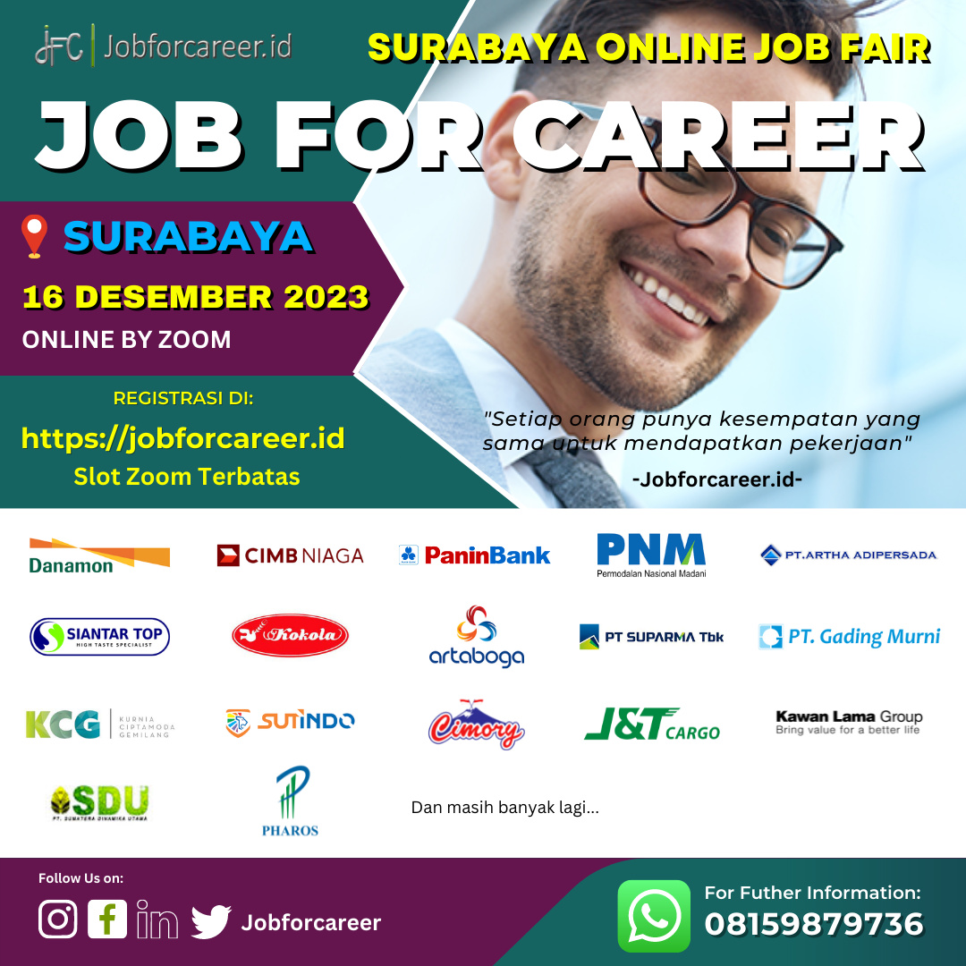 Surabaya Online Job Fair 16 Des 2022 | JobForCareer