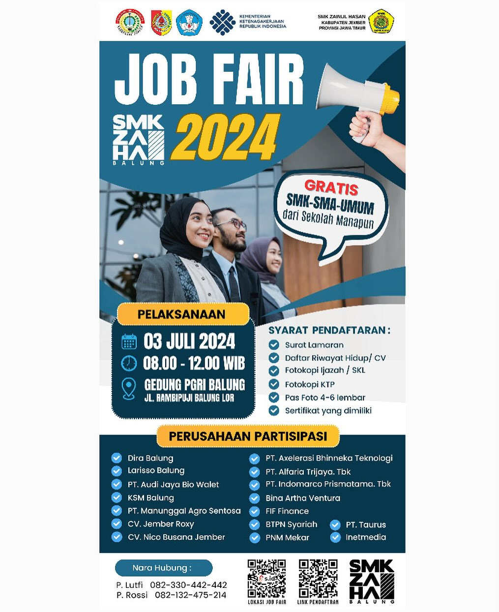 Job Fair Jember 03 Jul 2024 | SMK Zainul Hasan Balung