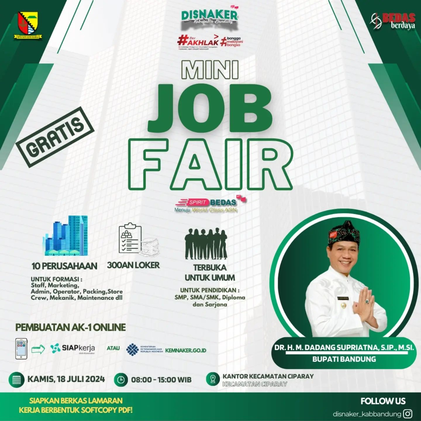 Mini Job Fair Bandung 18 Jul 2024 | DISNAKER