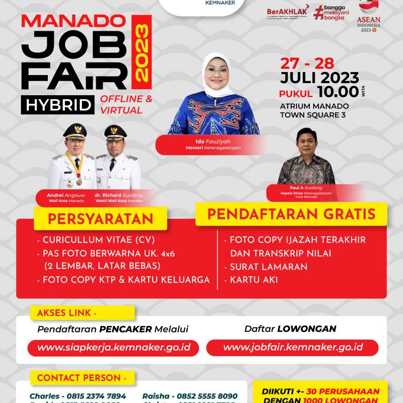 Manado Job Fair 2023 27-28 Jul 2023 | DISNAKER