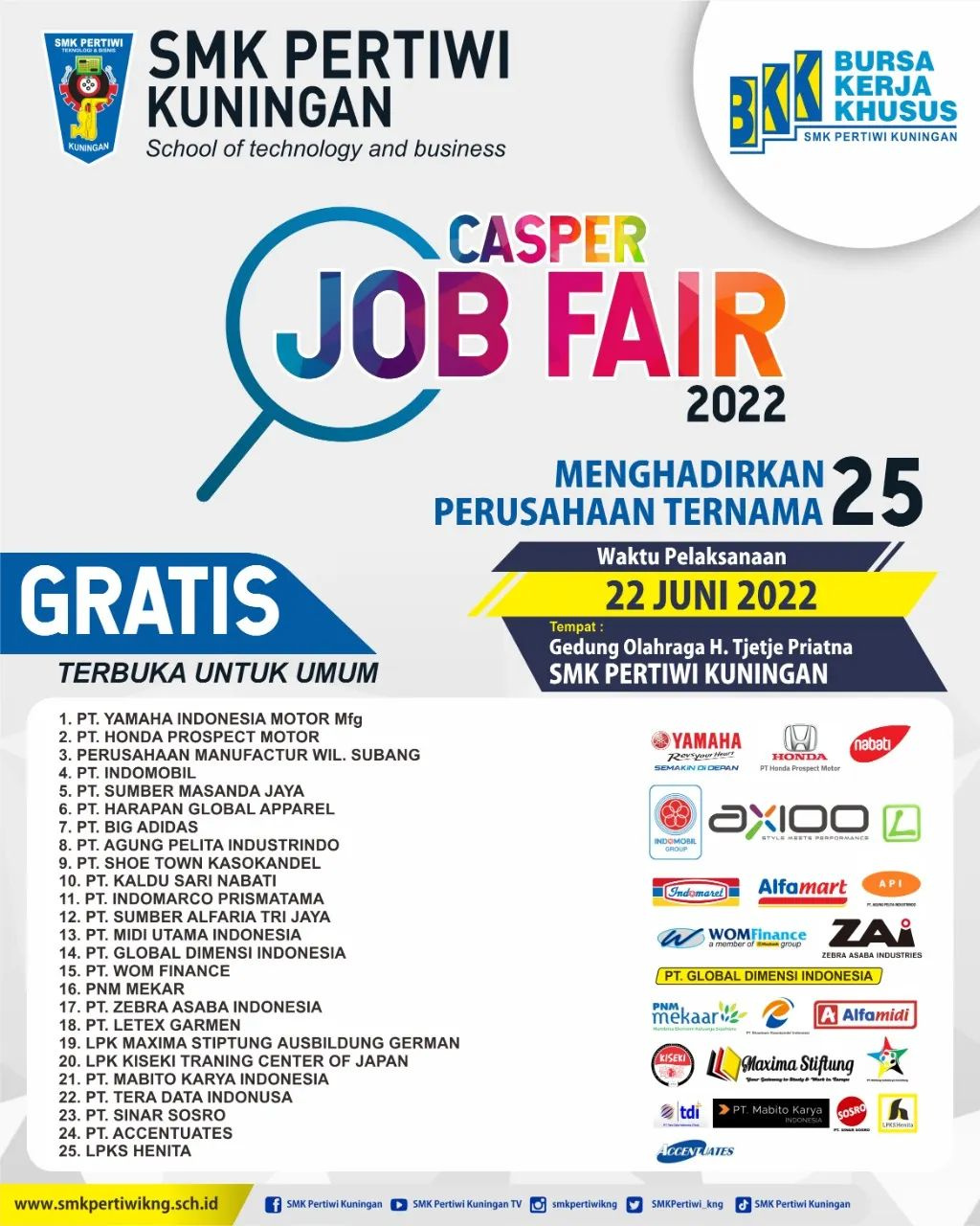 Casper Job Fair Kuningan 22 Jun 2022 | SMK Pertiwi Kuningan