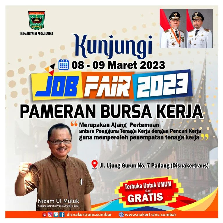 Pameran Bursa Kerja Job Fair 2023 Padang 08-09 Mar 2023 | DISNAKERTRANS