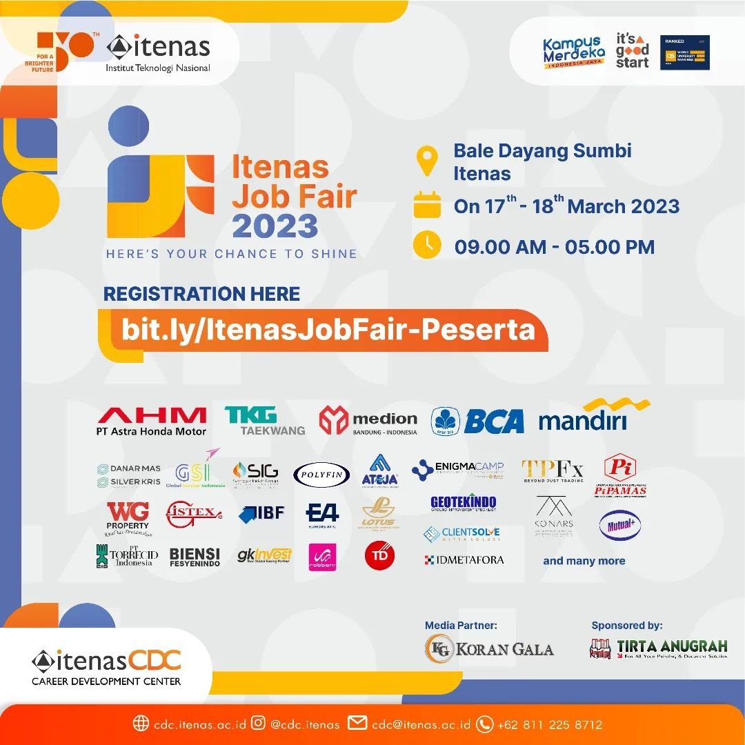 Itenas Job Fair 2023 Bandung 17-18 Mar 2023 | Institut Teknologi Nasional