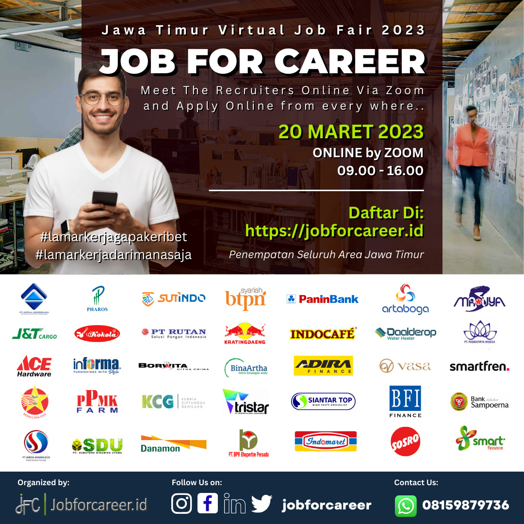 Jawa Timur Virtual Job Fair 2023 20 Mar 2023 | JobForCareer