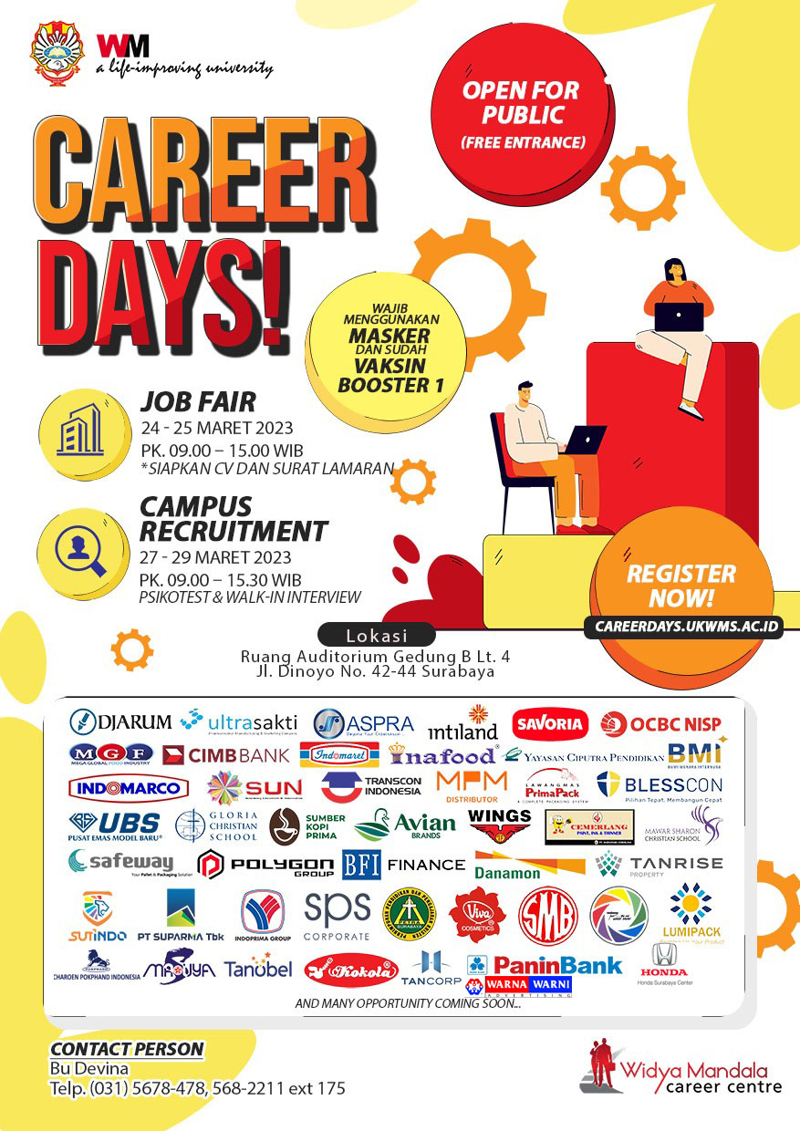 Widya Mandala Career Days I 2023 Surabaya 24-29 Mar 2023 | Universitas ...