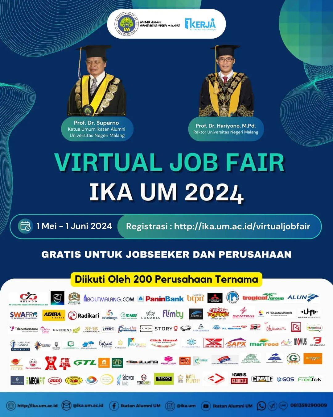 Virtual Job Fair IKA UM 2024 Malang 01 Mei - 01 Jun 2024 | Ikatan Alumni Universitas Negeri Malang