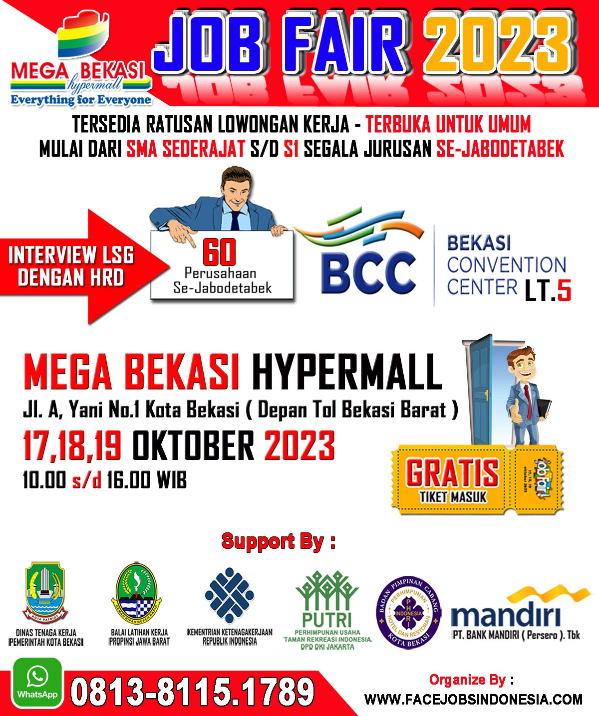 Job Fair 2023 Bekasi 17-19 Okt 2023 | FaceJobs Indonesia